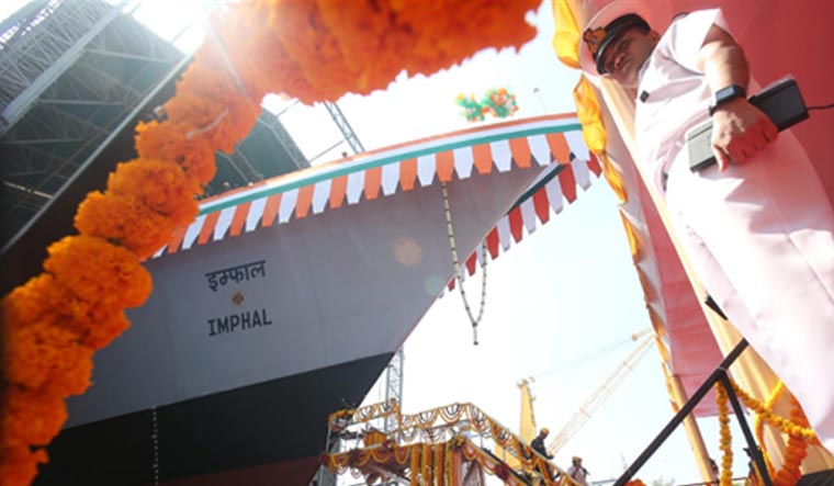 Indian Navy launches new stealthy guided missile destroyer — INS Imphal ...