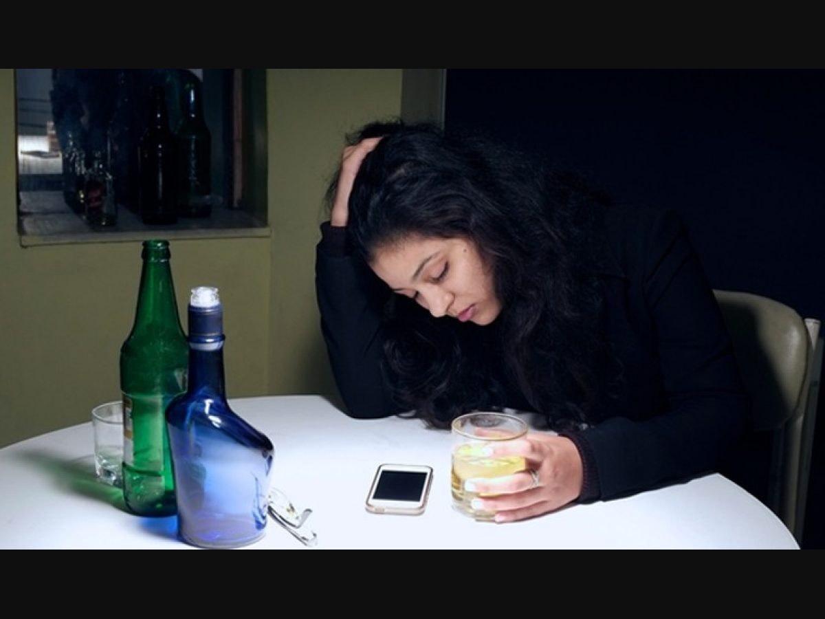 Sad Girl Drinking Alcohol