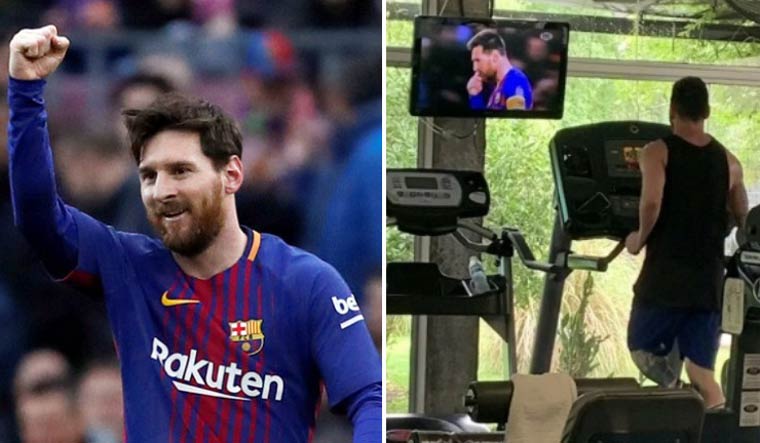 'Super humble' Messi trains in public gym, watching Barca highlights ...