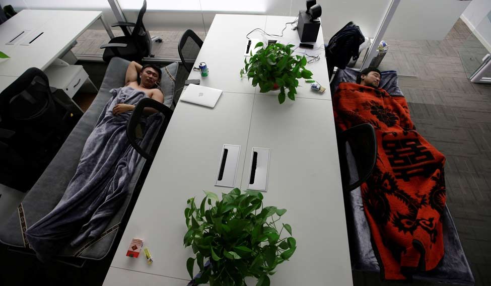 Tech workers asleep on the job