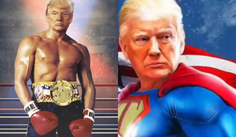 Months after 'Rocky' image, Trump posts video of himself as Superman ...