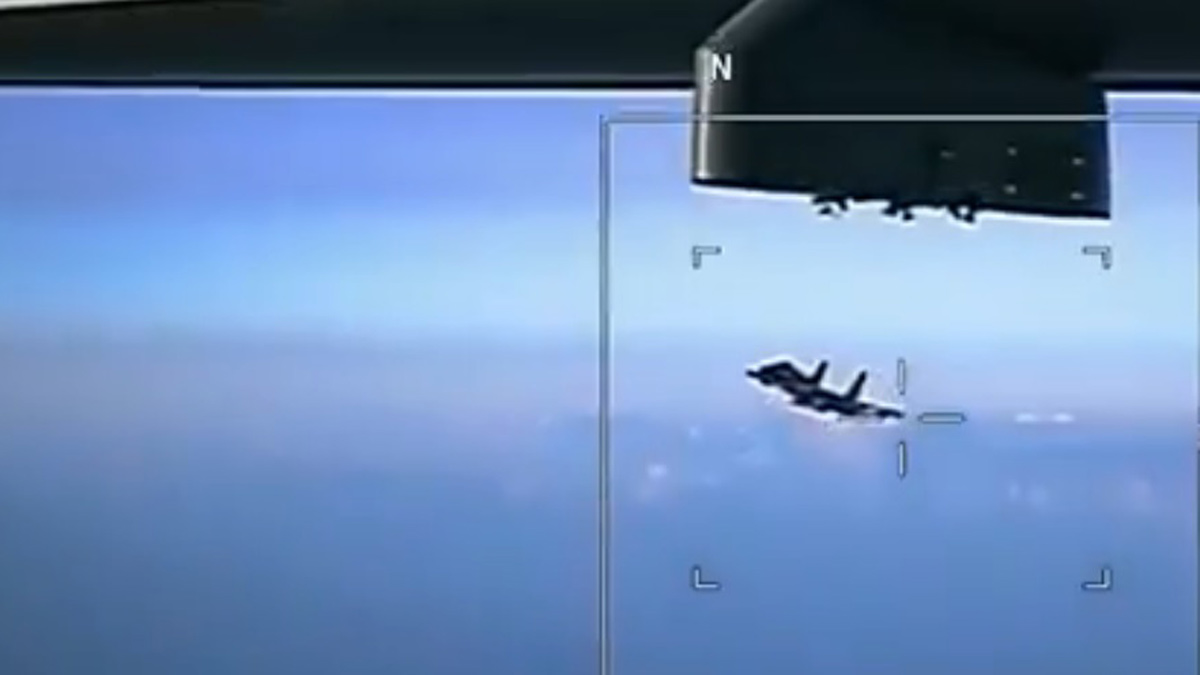 French MQ-9 Reaper drone faces 'aggressive' Russian Su-35 fighter jet ...