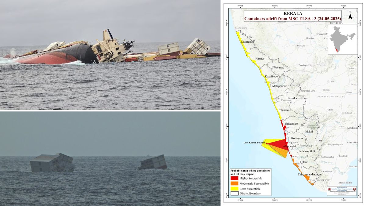 Containers from sunken Liberian ship MSC ELSA 3 travelling at 3 kmph ...