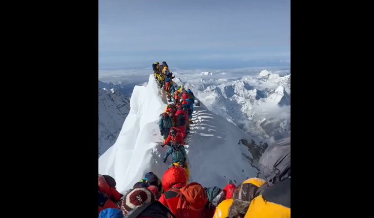 Watch | Trekkers queuing up on Mt Everest goes viral sparking concerns ...